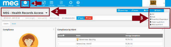 Export Options for Reports